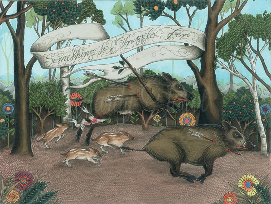 Boar Art Print Written by Rabbits Art Prints Wild Boar - Etsy