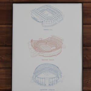 3 in 1: Kansas City Sports Stadiums Stipple Print - Kauffman Stadium ...