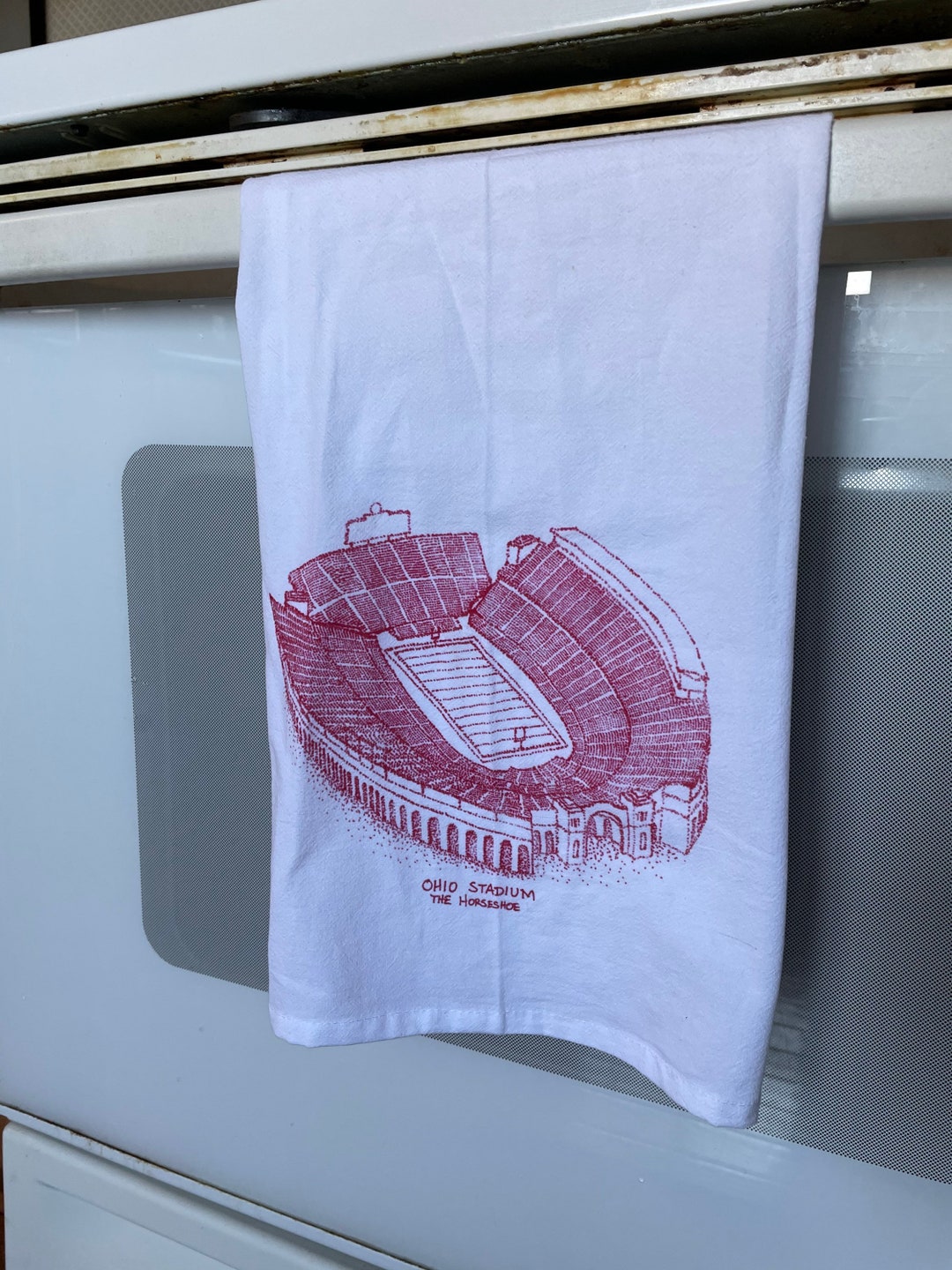 College Football Stadium Stipple Print Tea Towel Flour Sack - Etsy