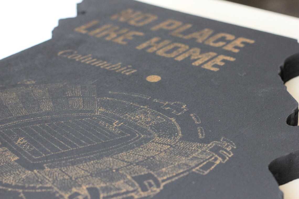 State of Missouri Wooden Cut Out Featuring Faurot Field, Home of the ...