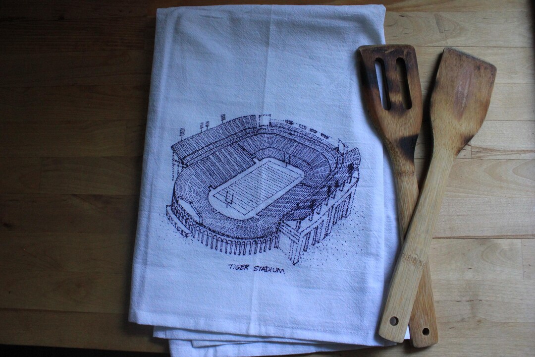 Tiger Stadium LSU Stipple Print Tea Towel Flour Sack Tigers - Etsy