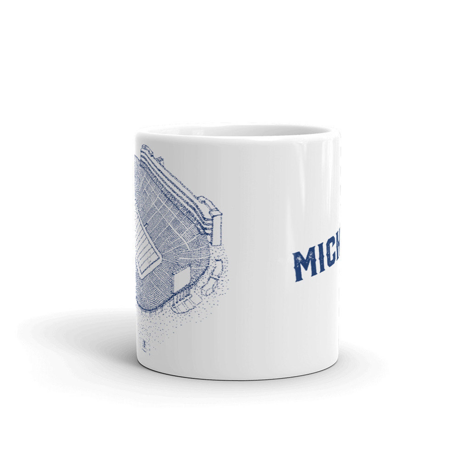 Michigan Stadium Michigan Wolverines Stipple Art Mug - Etsy