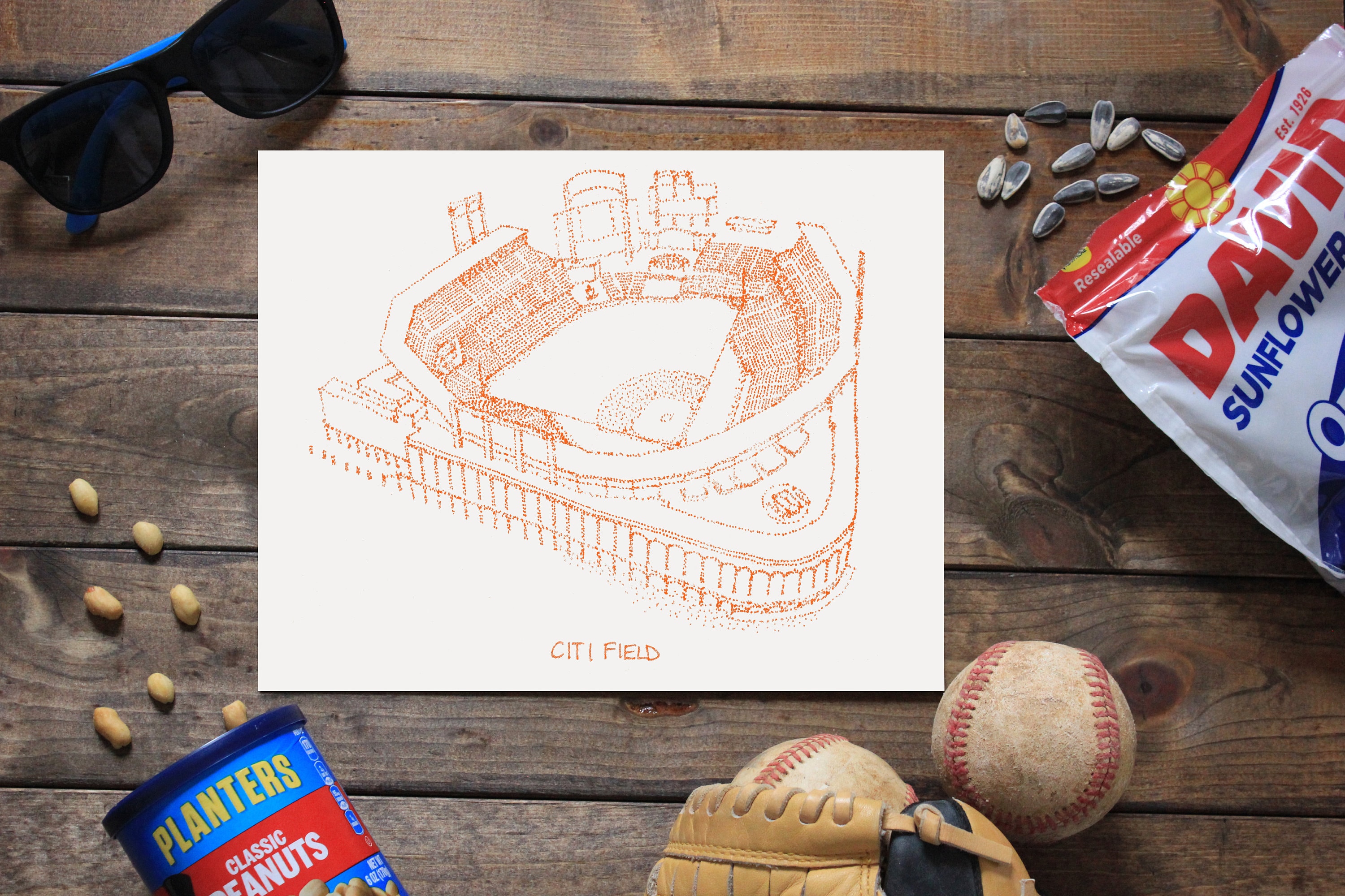 Citi Field - New York Mets - Stipple Art Print - Stipple Drawing ...