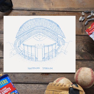 Kauffman Stadium - Kansas City Royals - Stipple Drawing - Baseball Art ...
