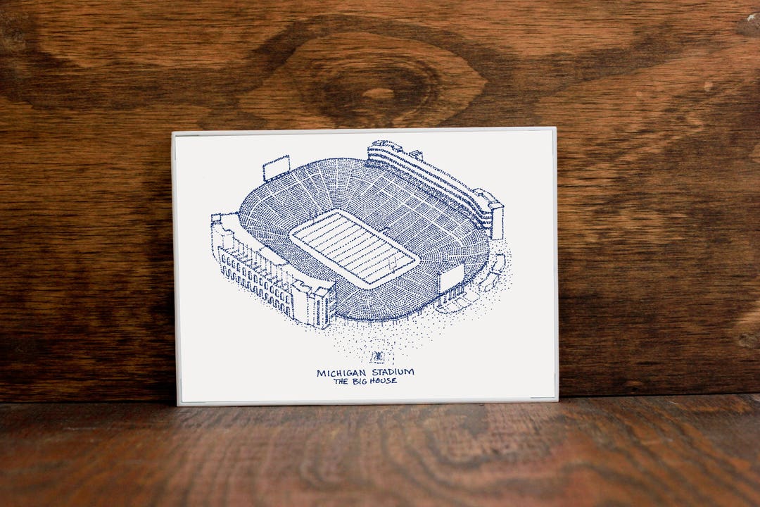 Michigan Stadium - the Big House - Michigan Wolverines - Stipple Art ...