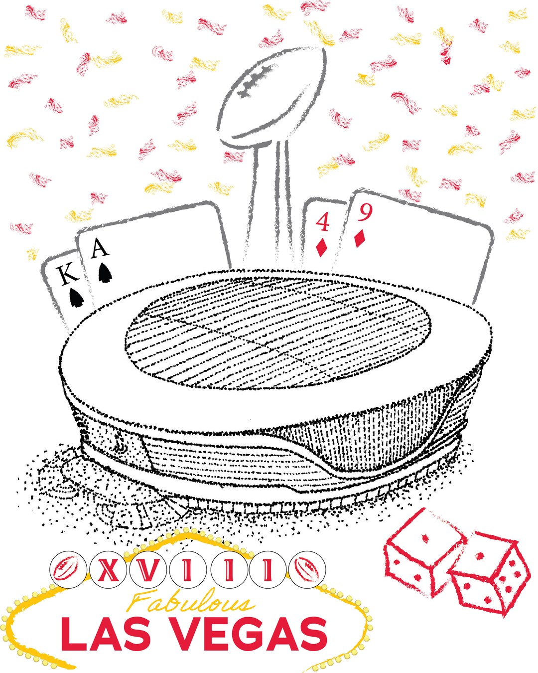 XLIII BIG GAME Poster Stipple Drawing Football Art - Etsy