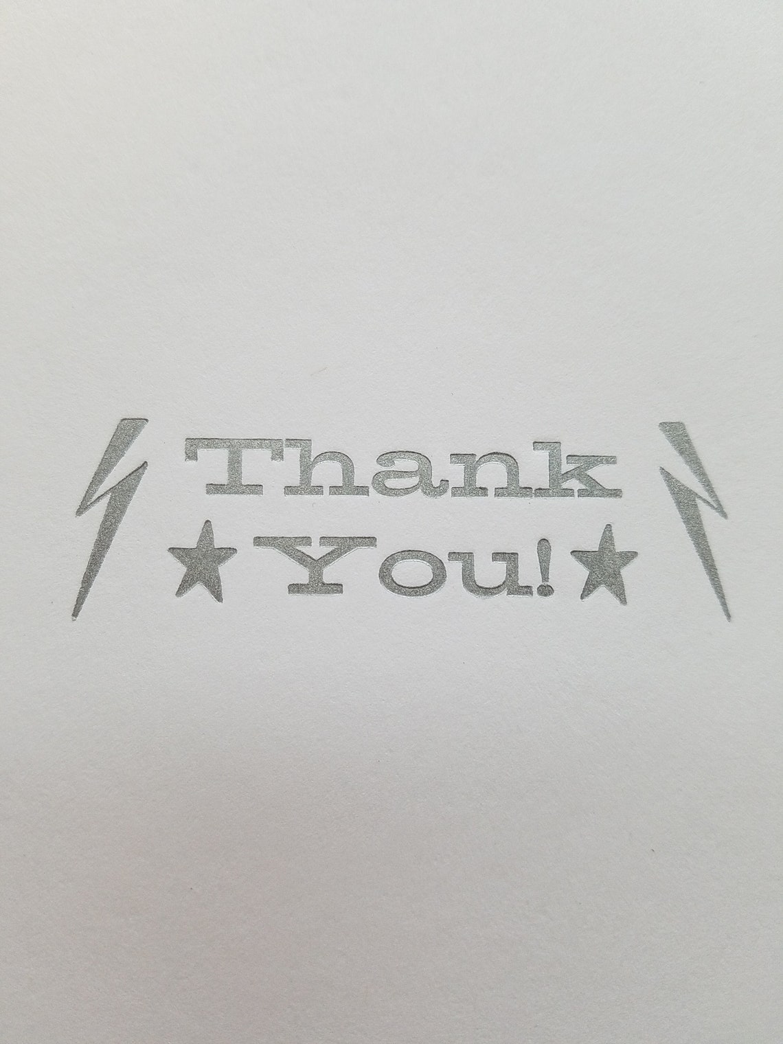 Letterpress Thank You Card - Retro Lightning Bolts and Stars - 1960s ...