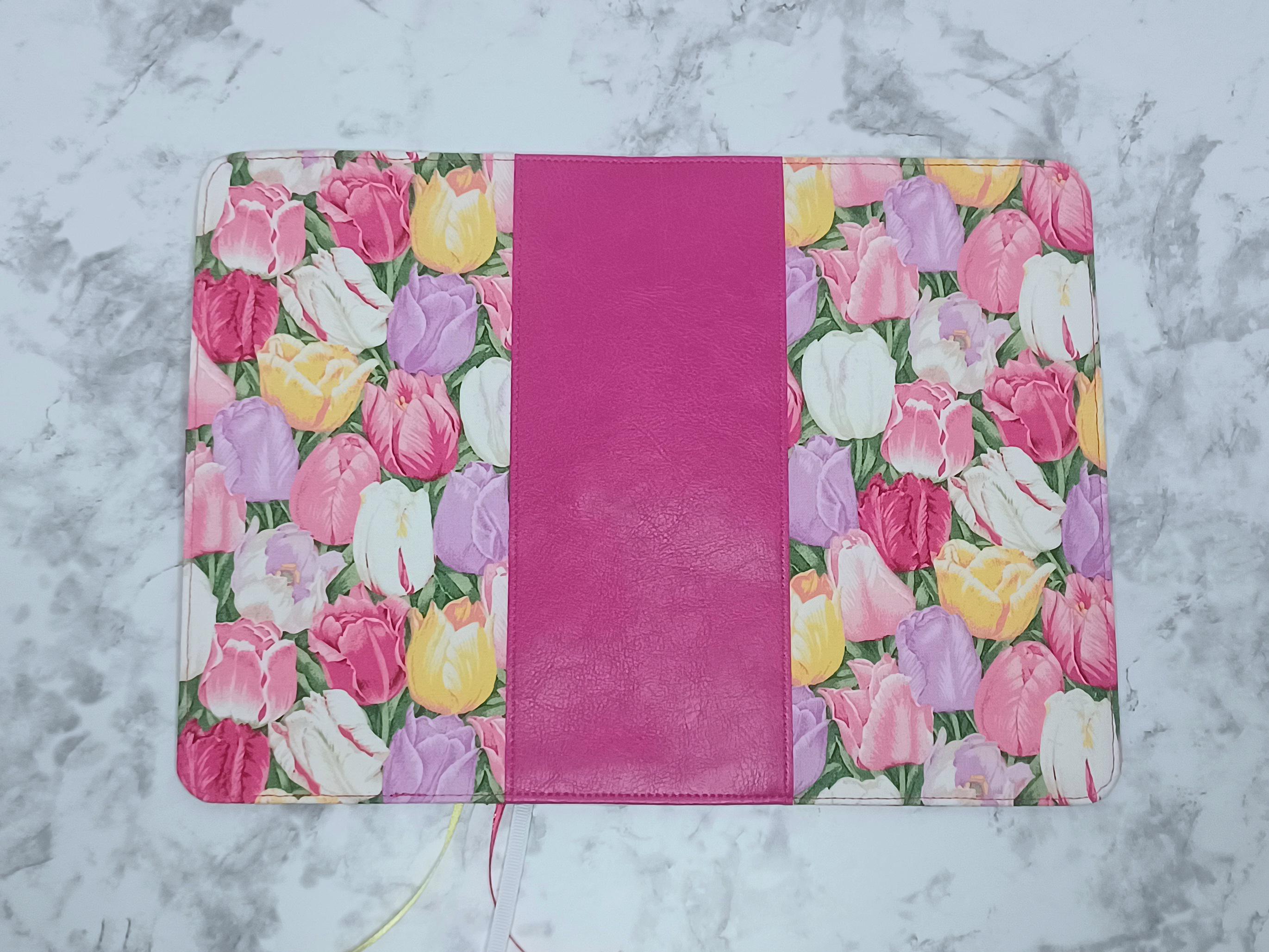 Custom Bible Cover: Handmade Pink Tulip Floral Fabric Book Cover - Etsy