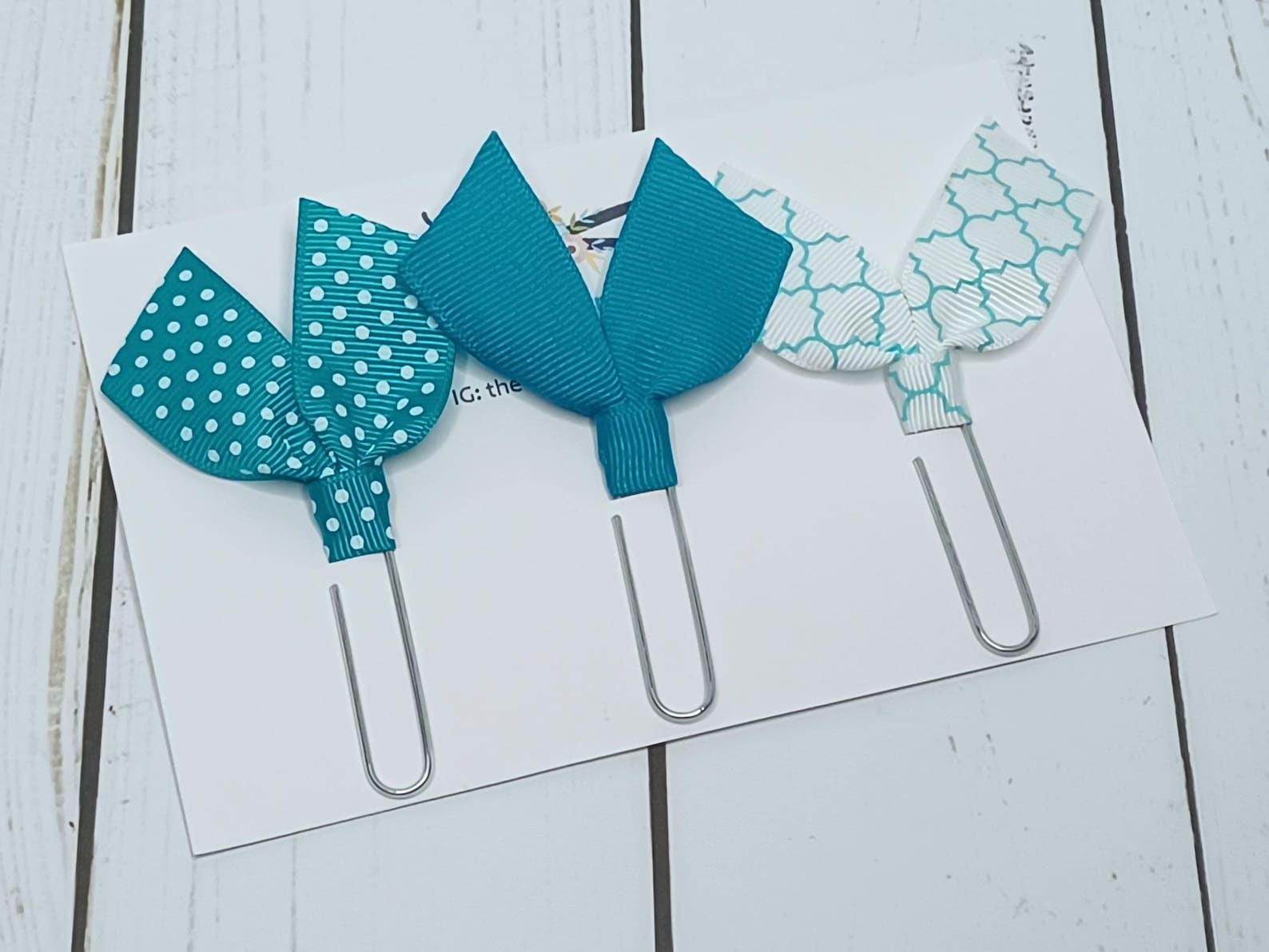 Ribbon Paperclip Bookmarks: Blue Aqua Navy Page Marker, Journal Planner ...