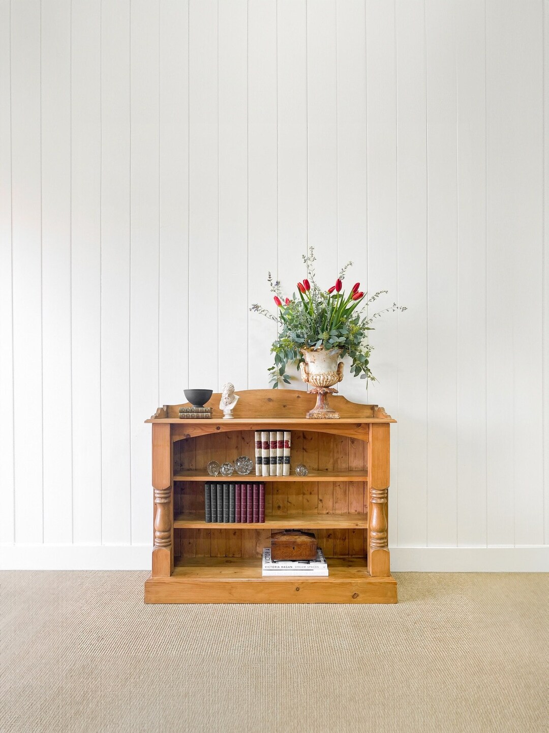 A Vintage English Waxed Pine Bookcase - Etsy