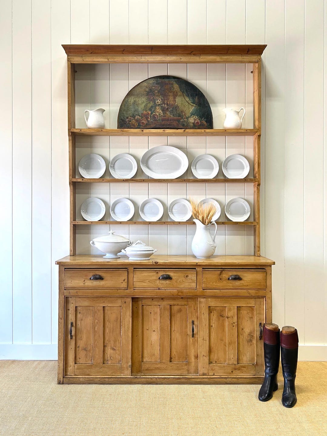 A 19th Century Monumental Pine Welsh Kitchen Dresser 9ft Tall or Hutch ...
