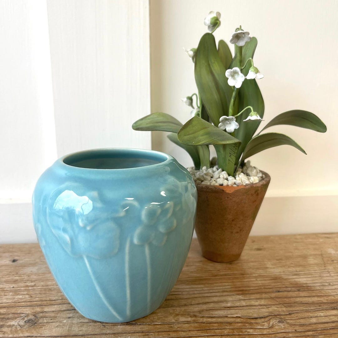 Blue Floral Art Pottery Vase by Rookwood Pottery C1947 - Etsy