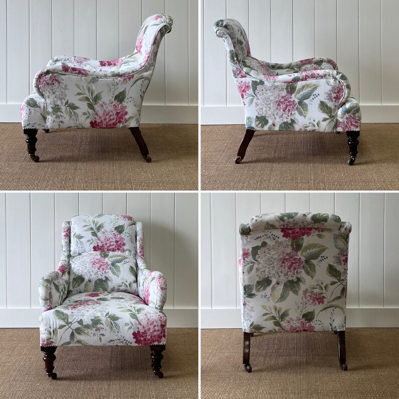 An Antique English Oak Floral Lounge Chair - Etsy
