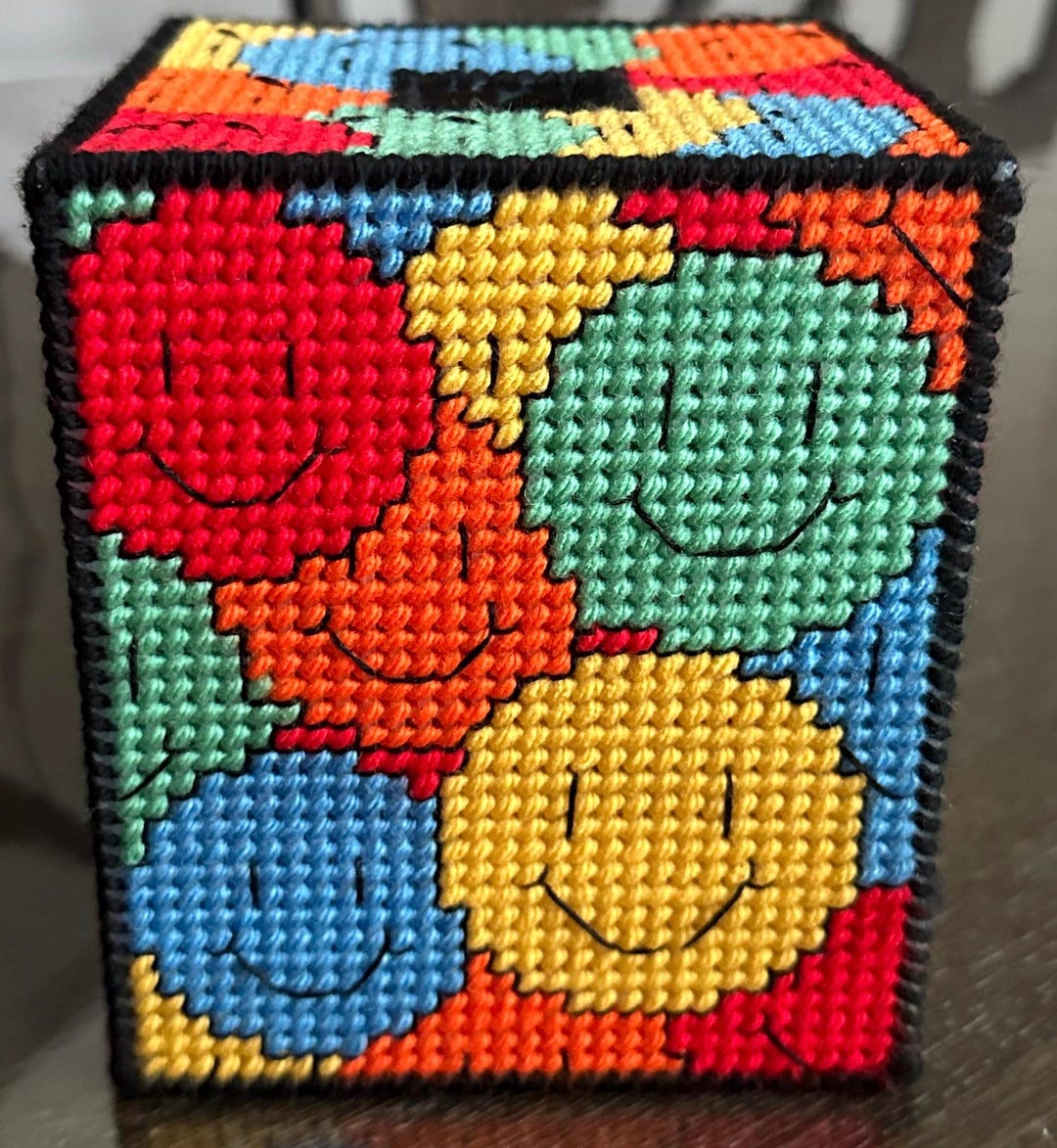 Happy Faces Tissue Cover Box - Etsy