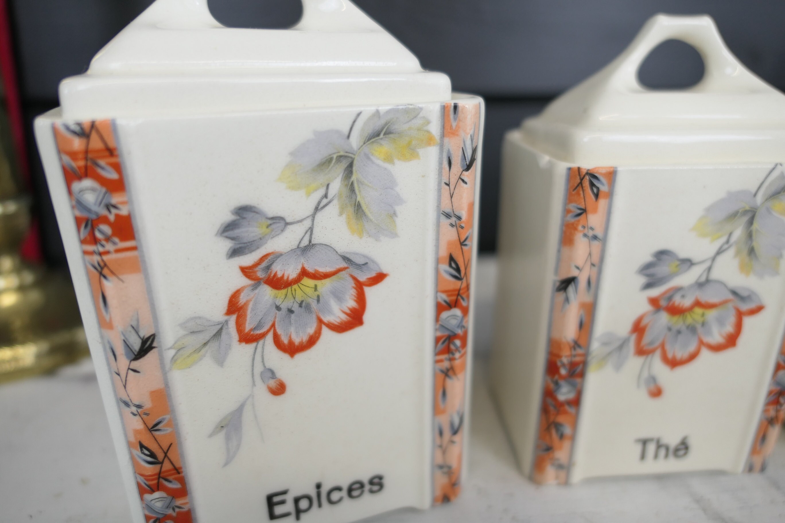 French Vintage Ceramic Storage Canisters, Set of 3. Antique French ...