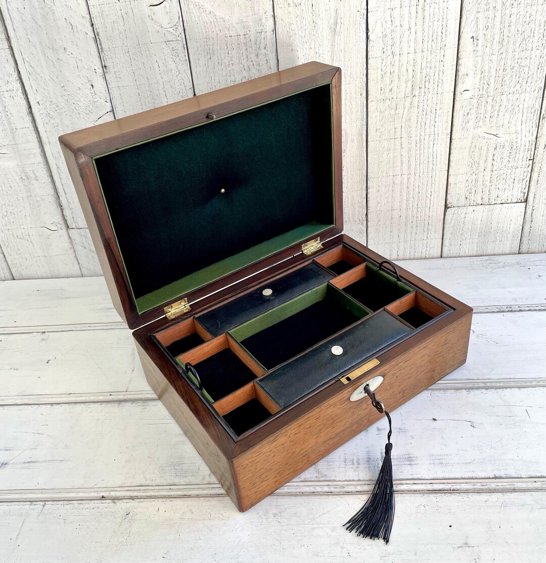Antique English Solid Oak Box With Mother of Pearl Inlay, Art Box ...