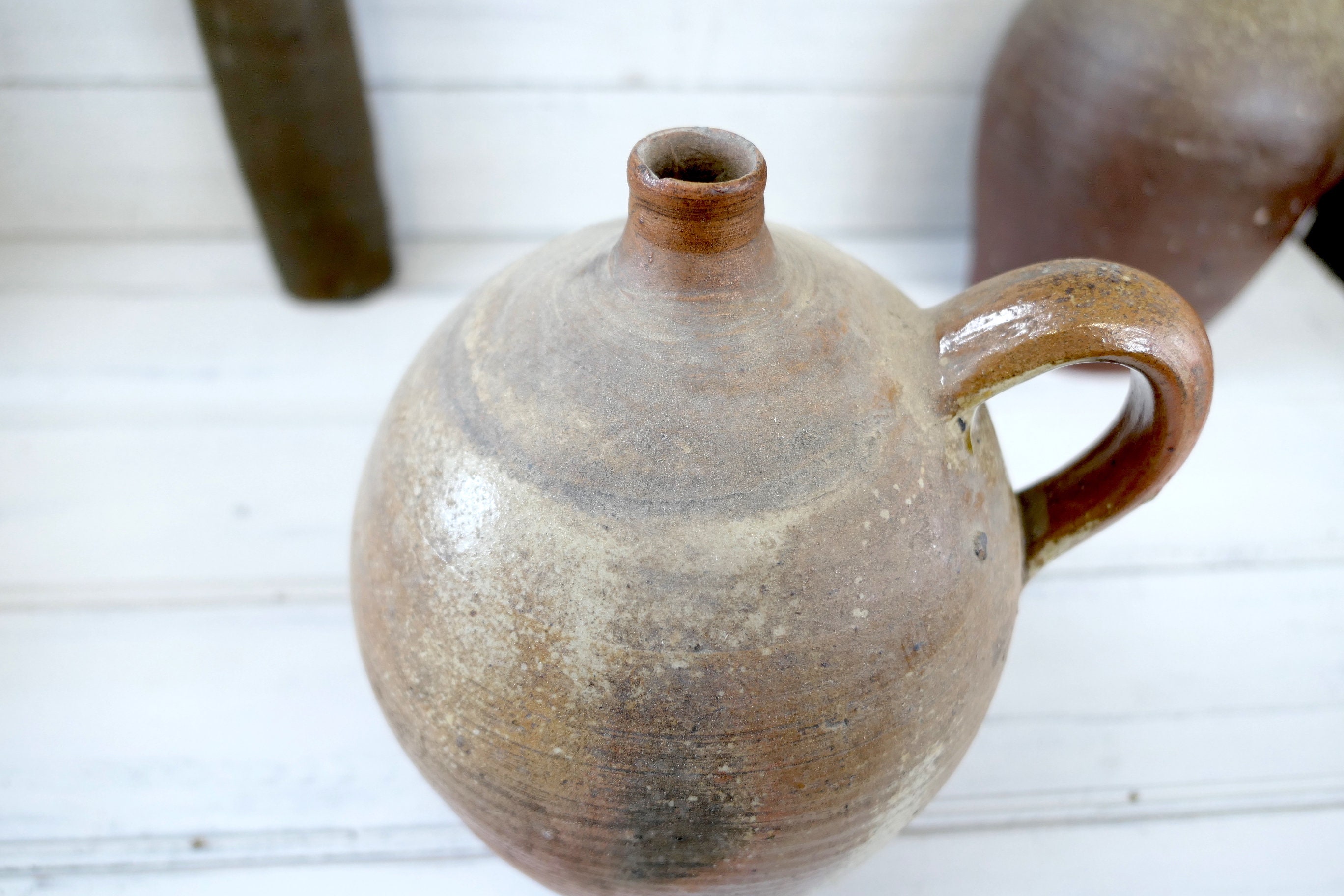 Antique French Stoneware Oil Pot With Handle Primitive - Etsy UK