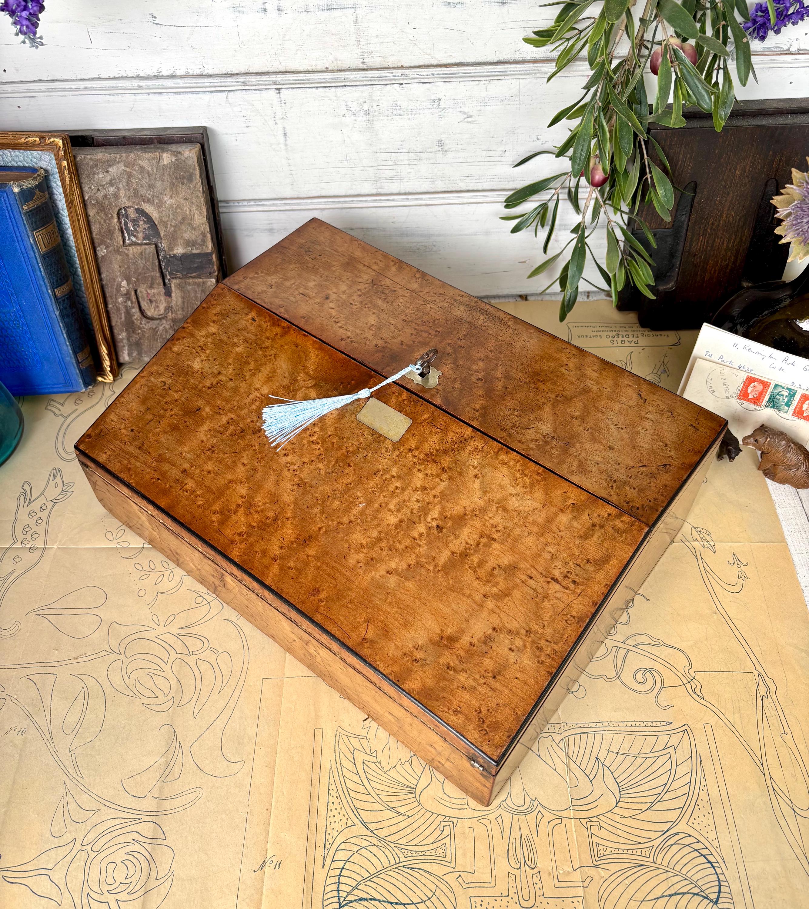 Victorian Travel Writing Slope With Lock and Key, Antique Writing Slope ...