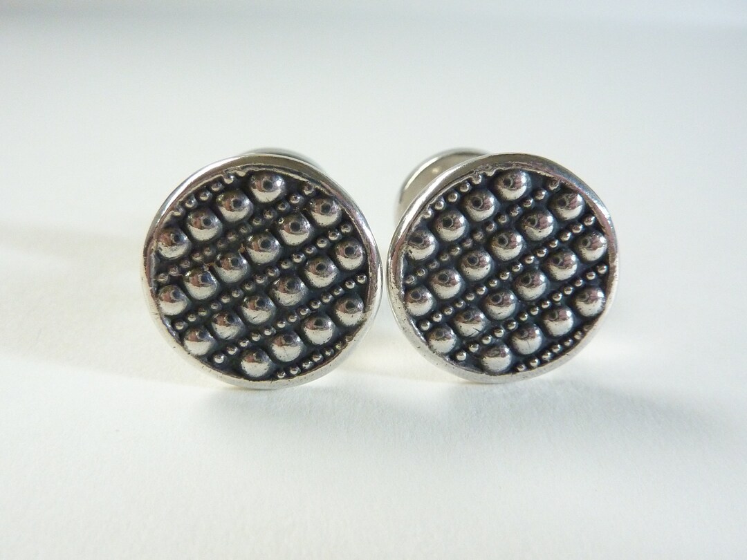 Solid Silver Cufflinks, Sterling Silver Cufflinks, Silver and Black ...