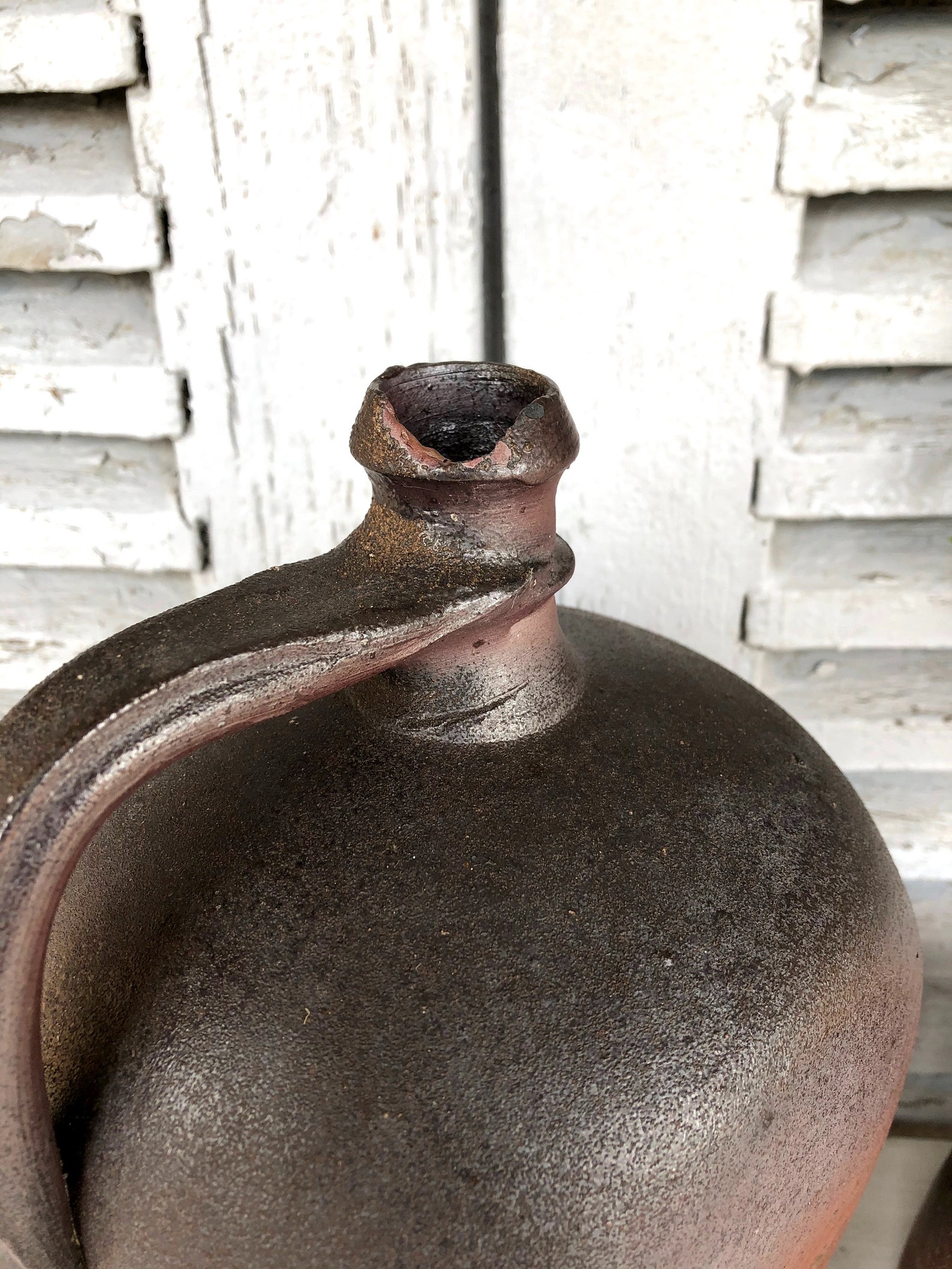 Antique French Black Clay Pot With Handle Primitive Pottery - Etsy