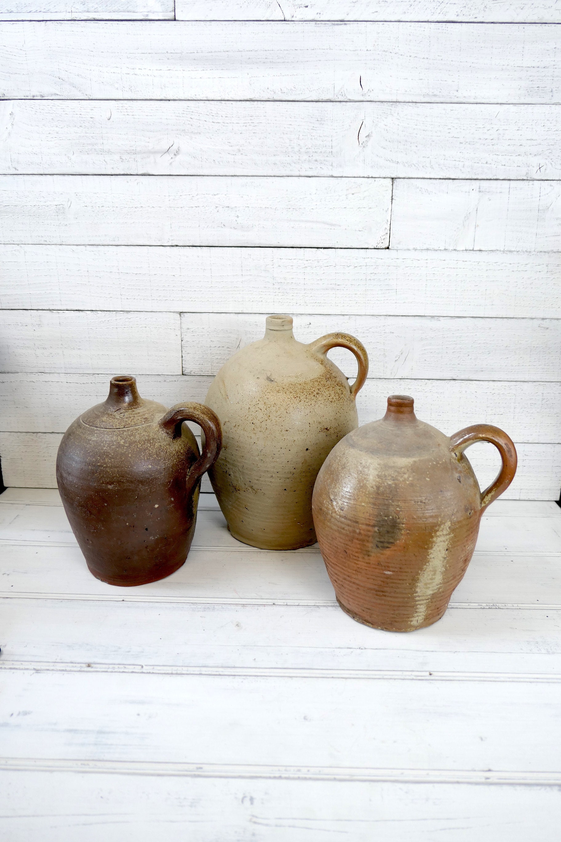 Antique French Stoneware Oil Pot With Handle Primitive - Etsy UK