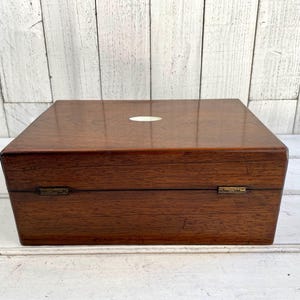 Antique English Solid Oak Box With Mother of Pearl Inlay, Art Box ...