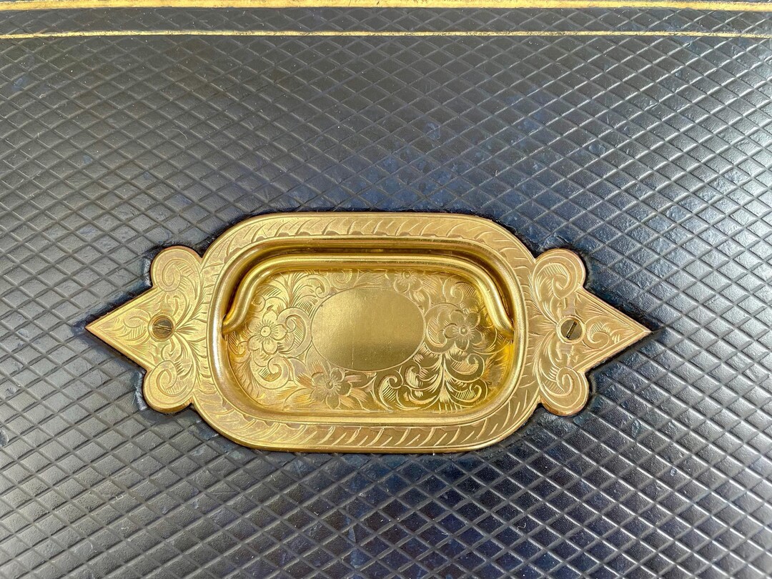 Antique Victorian Travelling Leather Jewellery Box, Velvet Lining ...