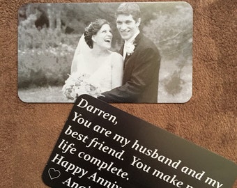 Engraved Picture Wallet Card Front & Back Engraving Photo | Etsy