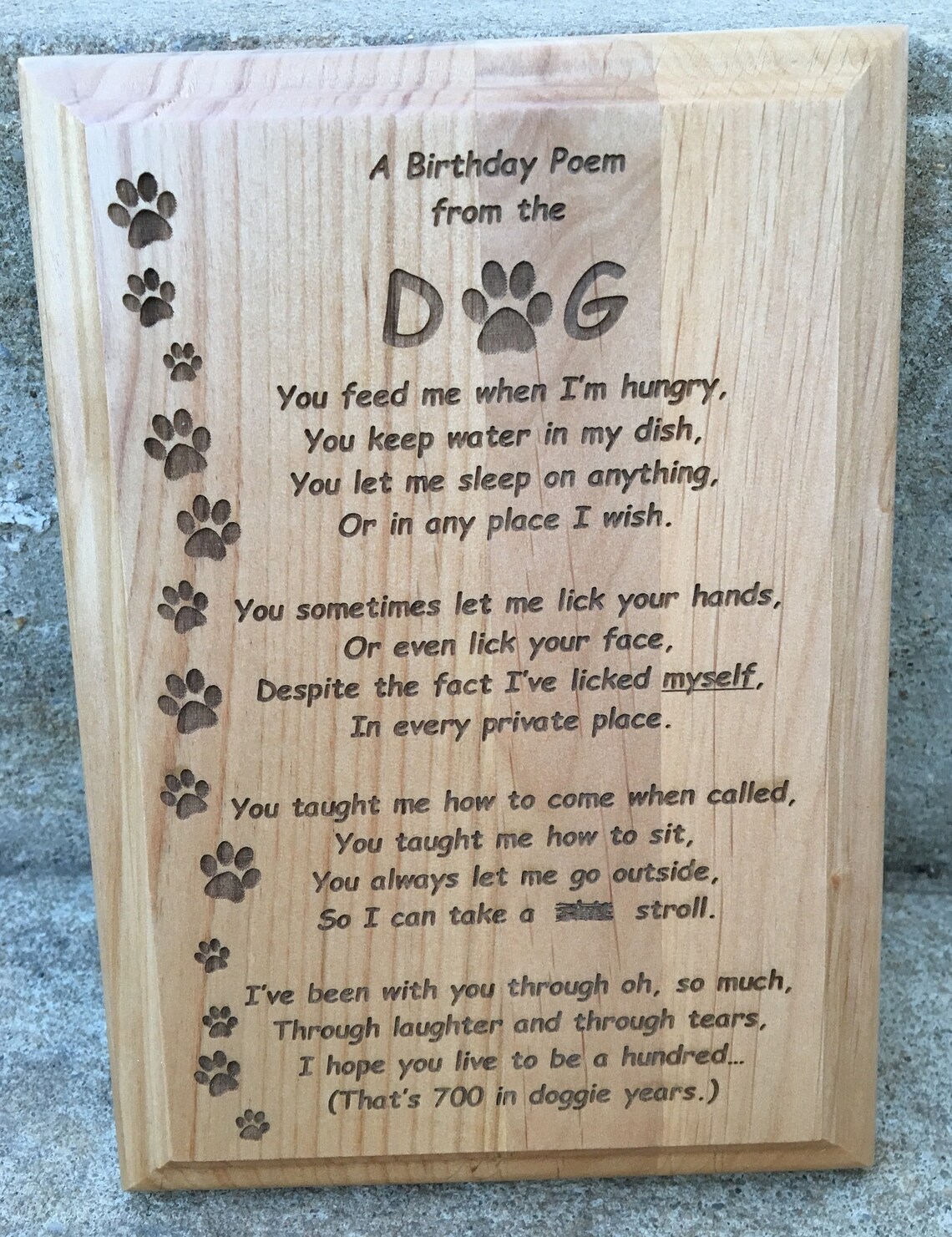 Customized Wood Plaque, A Birthday Poem From the Dog, Engraved Plaque ...