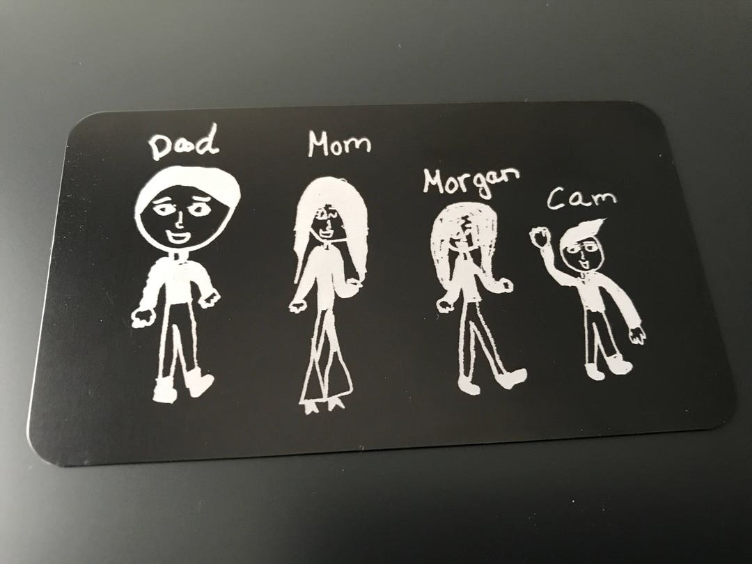 Kid Drawing Wallet Card Engraved Child Drawing Engraved - Etsy