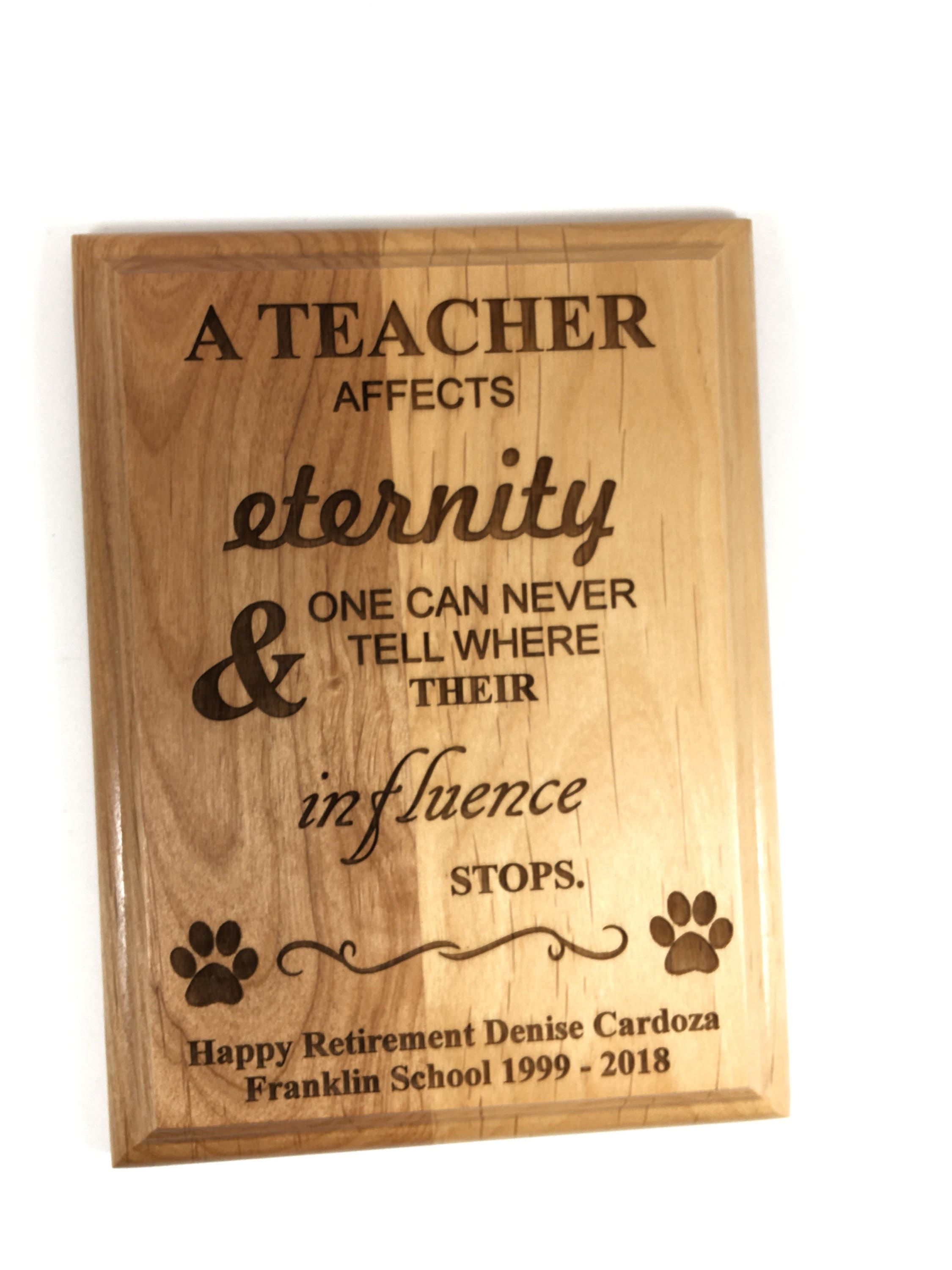 Teacher Gift, Customized Wood Plaque, Engraved Plaque, Personalized ...