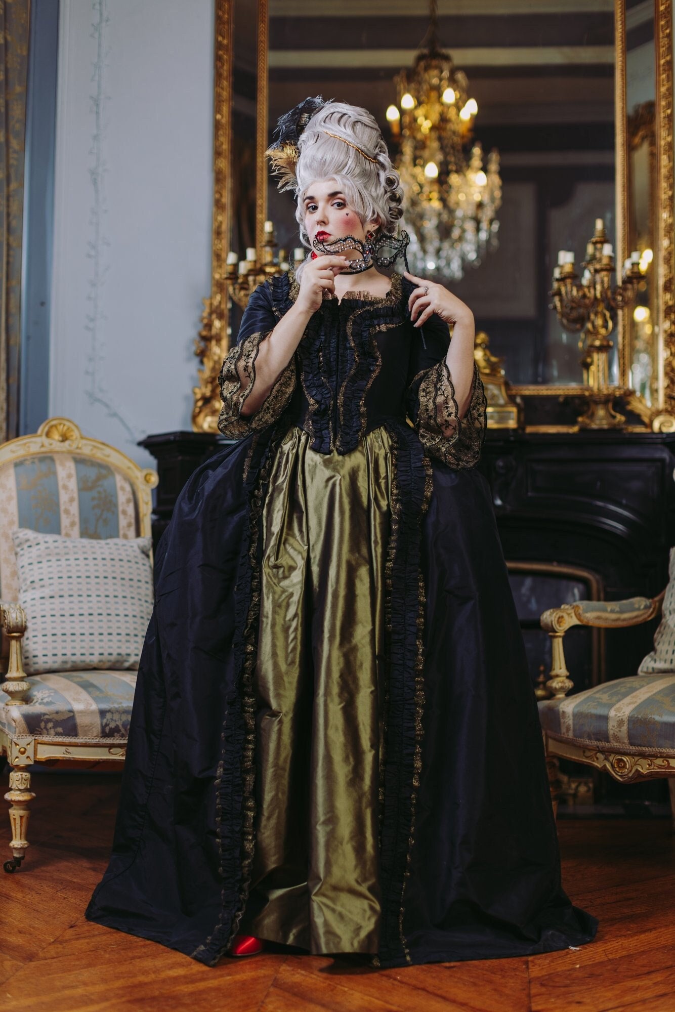 Rococo Silk Gown Fêtes Galantes Marie-antoinette French Dress ...