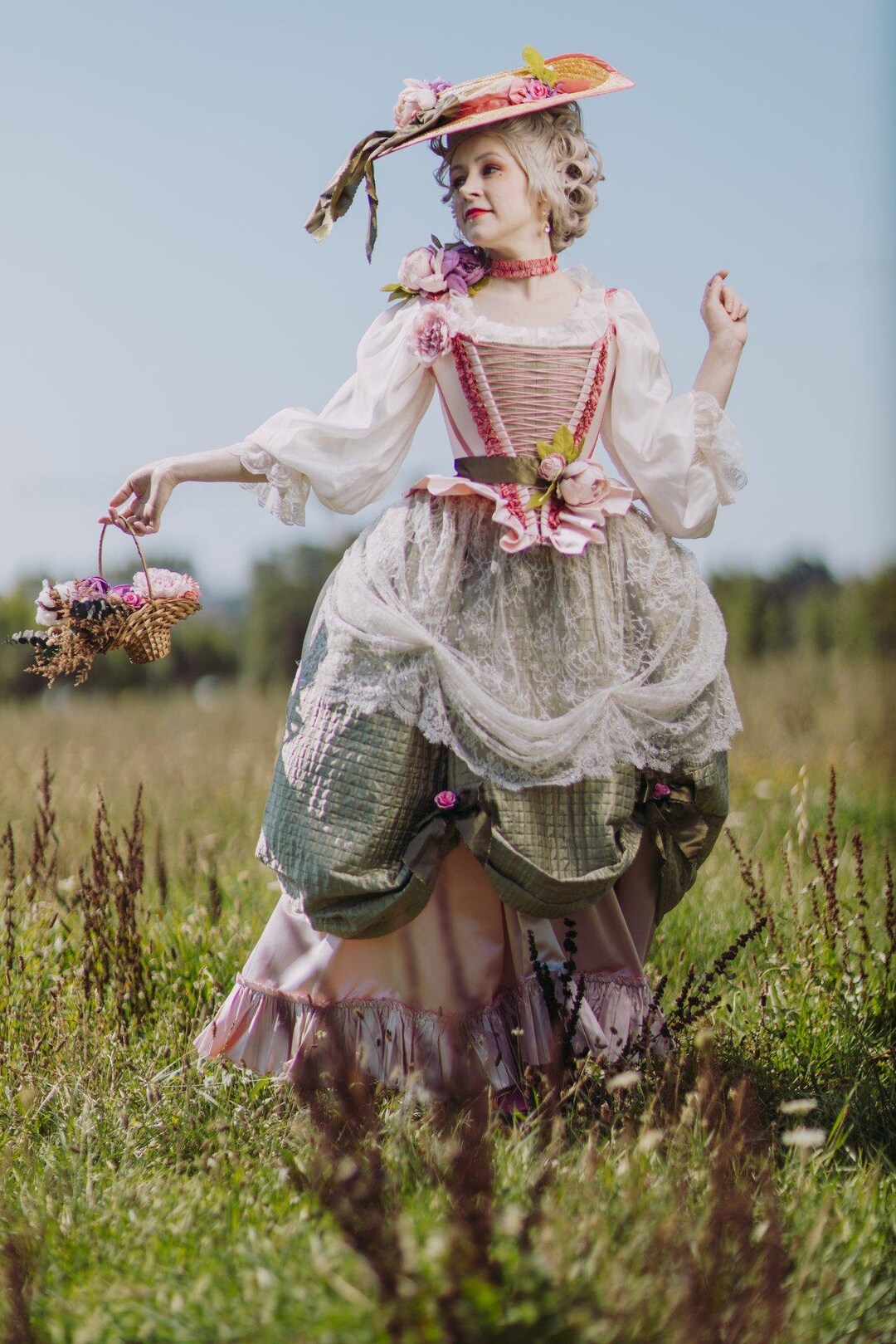 18th Century Silk Shepherdess Costume Dress - Tailor-made - Rococo ...