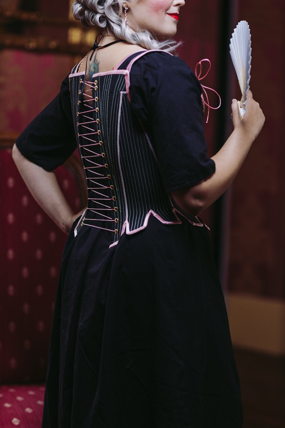 1780 Pair of Stays Corset 18th Century Marie-antoinette Fêtes Galantes ...