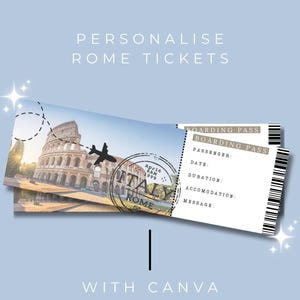 ROME, ITALY Surprise Ticket, Digital Download, Editable Template, Print ...