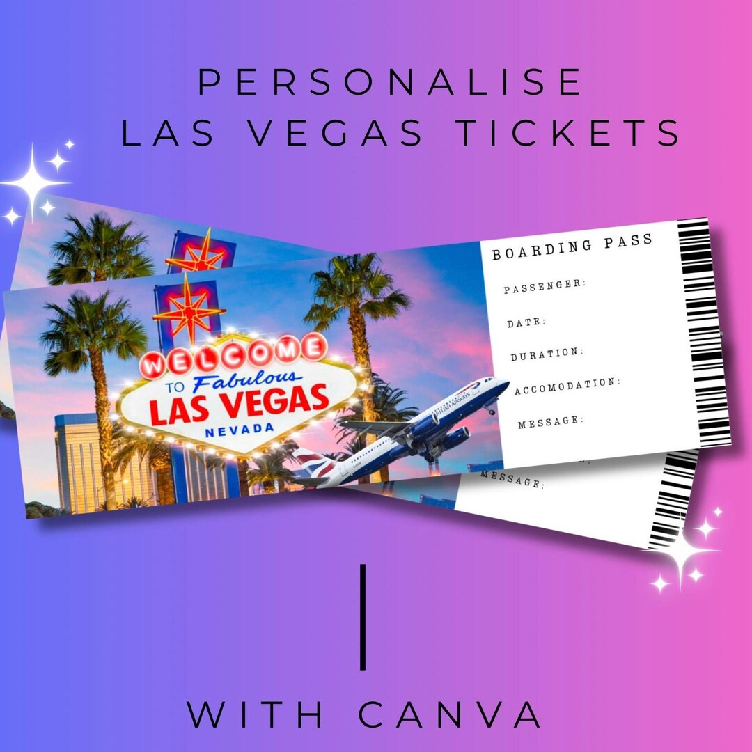 LAS VEGAS Surprise Ticket, Digital Download, Editable Template, Print ...