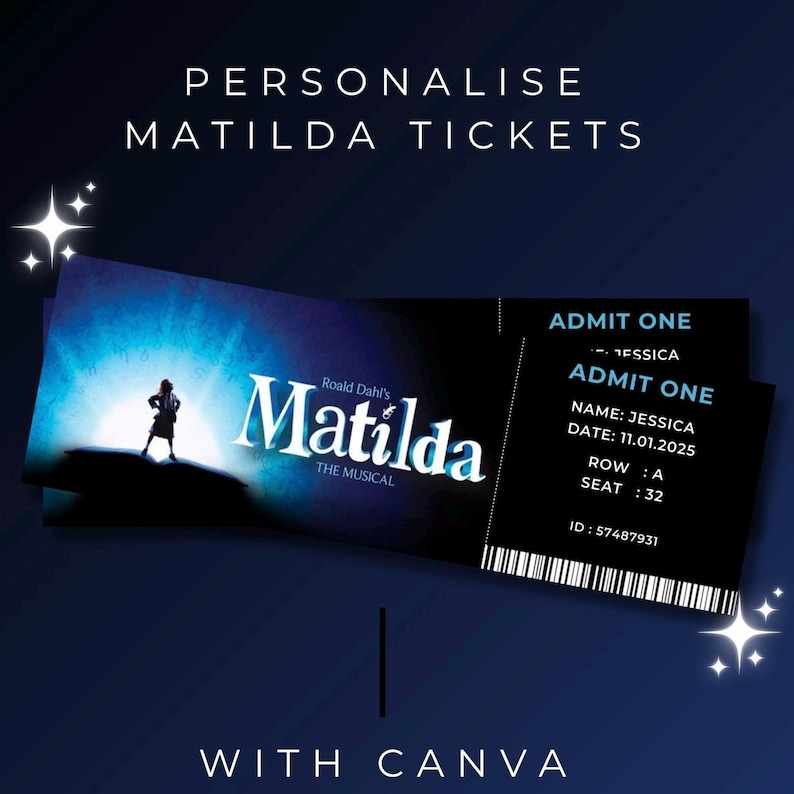 MATILDA THEATRE TICKET, Digital Download, Editable Template, Print at ...