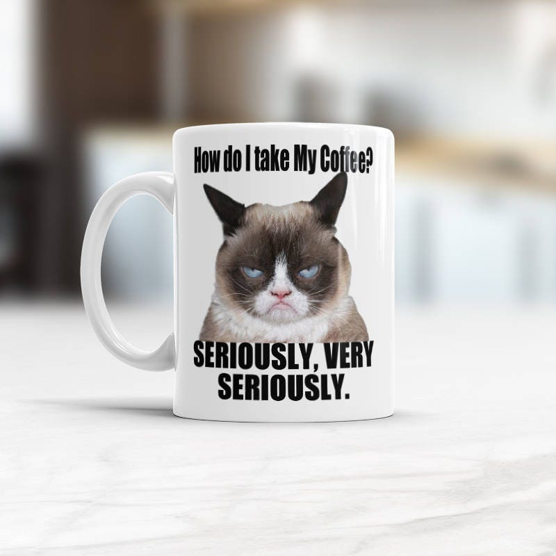 How do I take my Coffee Seriously Funny Grumpy cat coffee mug | Etsy