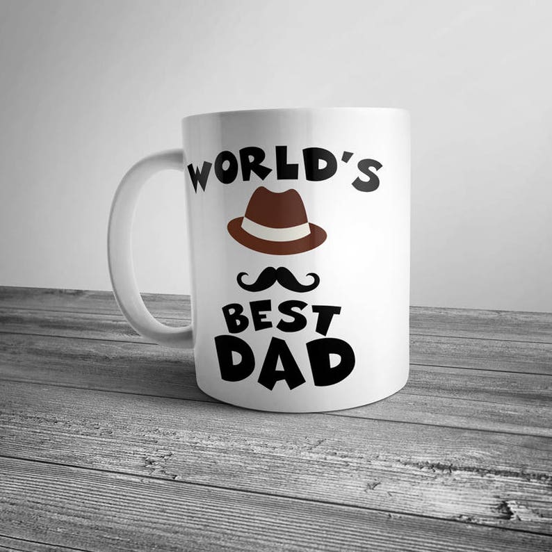 Worlds Best Dad Mug, Daddy Funny Ceramic Coffee Cup With Mustache ...