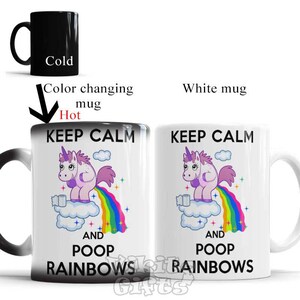 Unicorn Poop, Keep Calm and Poop Rainbows, Funny Unicorn Mug Coffee Tea ...