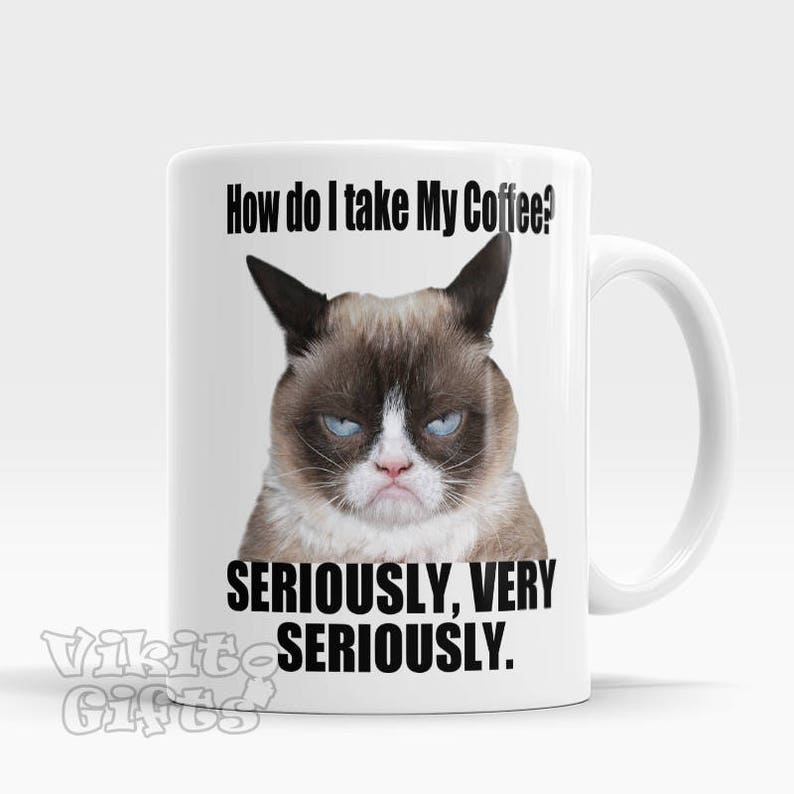 How Do I Take My Coffee Seriously Funny Grumpy Cat Coffee Mug - Etsy