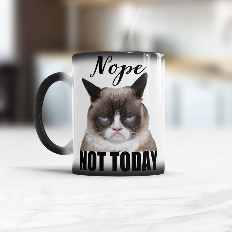 Nope Not Today Funny Coffee Mug Grumpy Cat Mug Funny Grumpy - Etsy