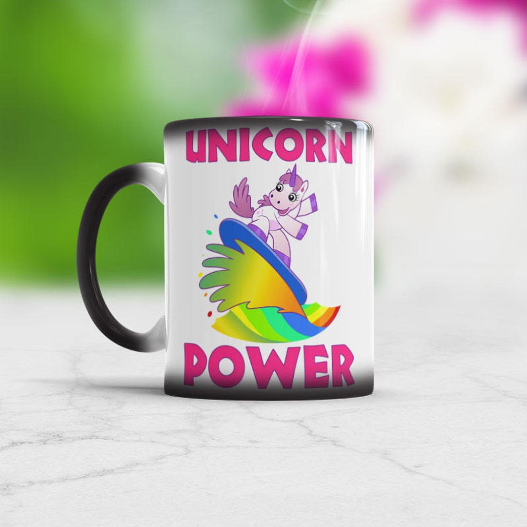 Unicorn Power Mug Surfer Unicorn Mug Color Changing or White Ceramic ...