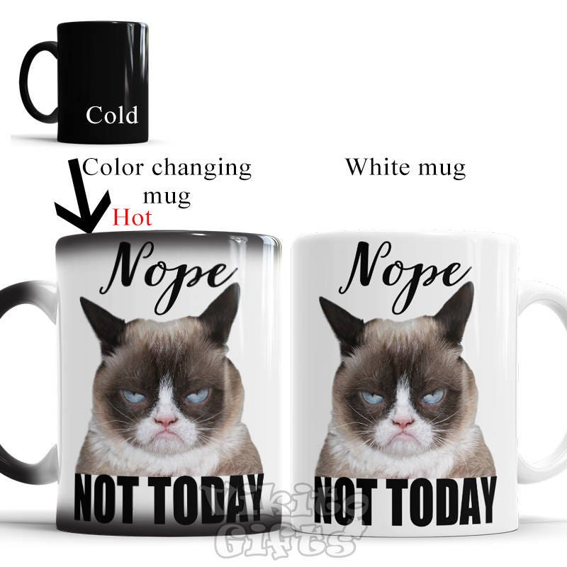 Nope Not Today Funny Coffee Mug Grumpy Cat Mug Funny Grumpy | Etsy