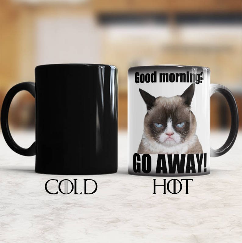 Good Morning Go Away Grumpy Cat Mug Funny Rude Mug Hilarious | Etsy