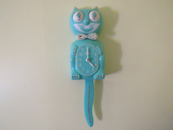 Vintage Blue Kit-kat Klock Wall Clock With Tail - Etsy