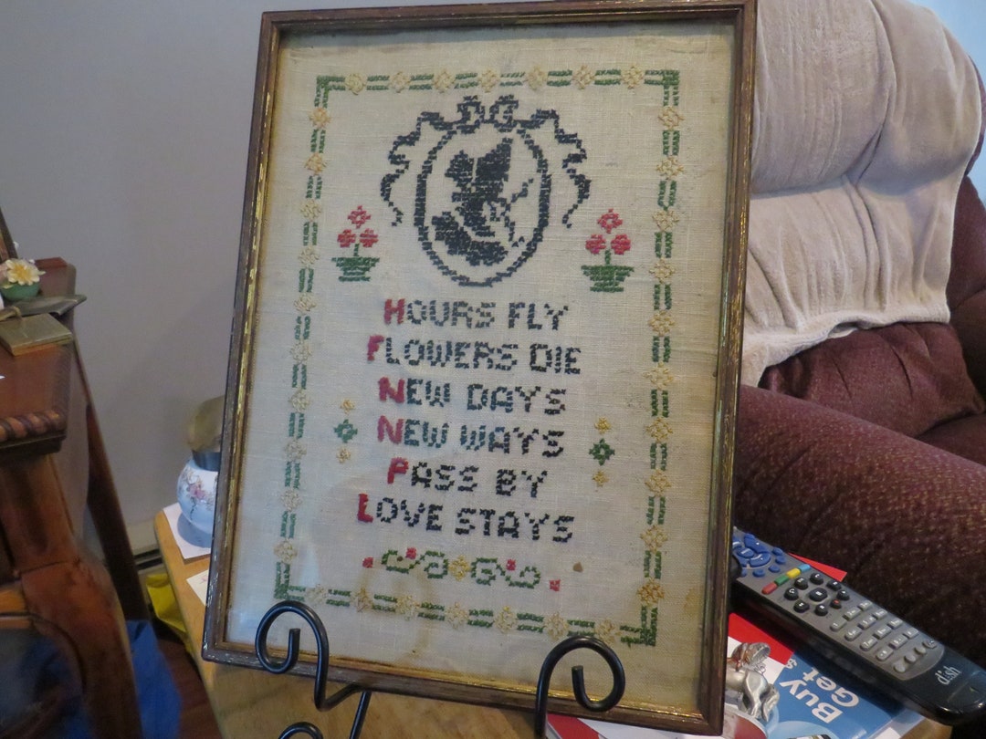 Antique Cross Sitch Love Stays /1920 or 1930's - Etsy