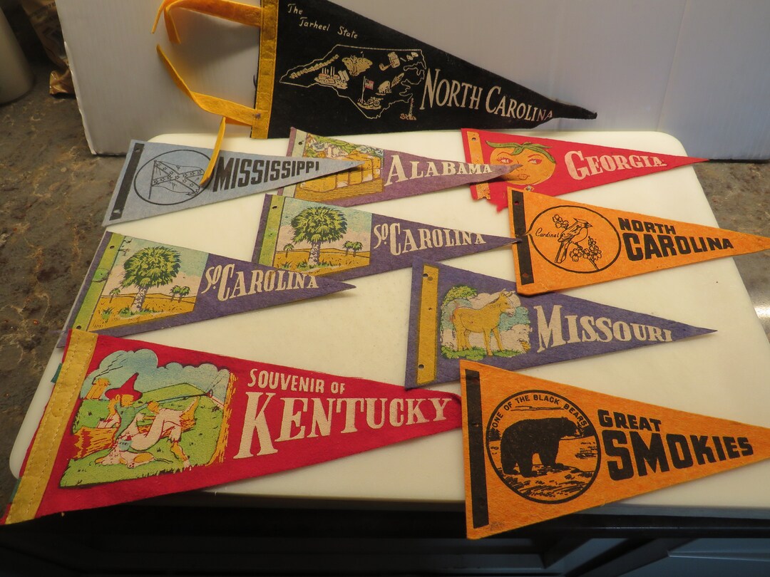 Lot of 10 Small Vintage Wall Banners/pendants Southern States 7 1/2 to ...