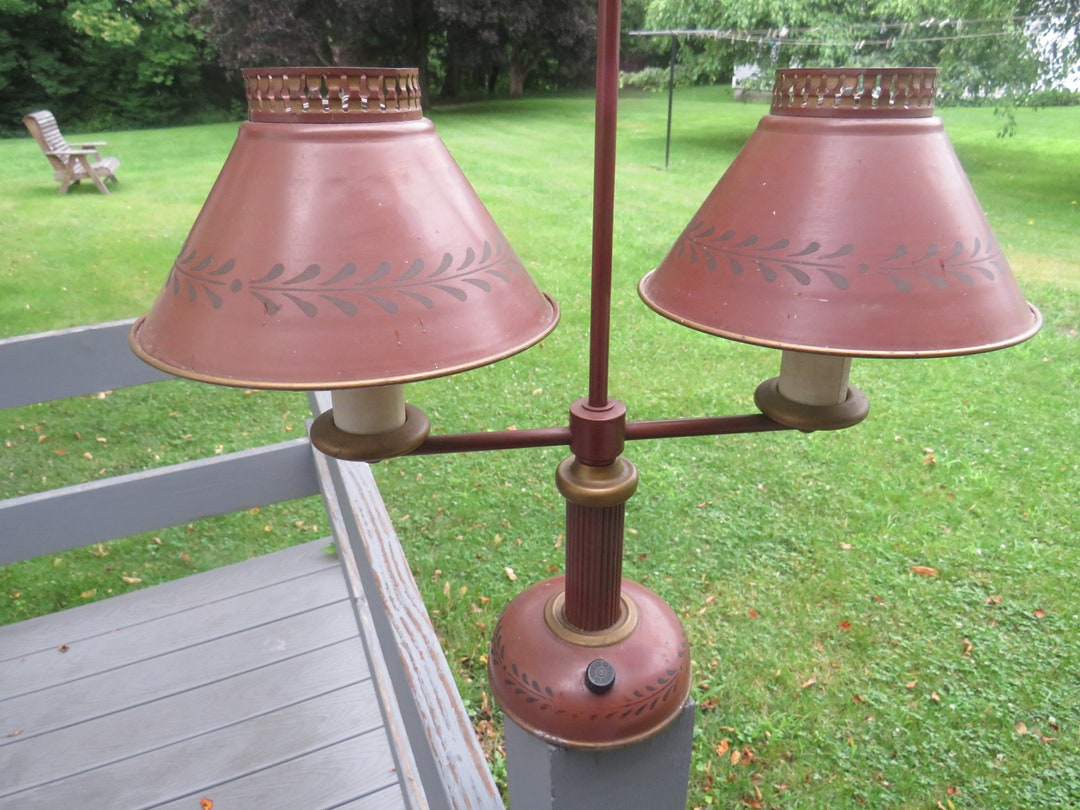Vintage Two Shade Student Lamp Tole Shades and Base - Etsy
