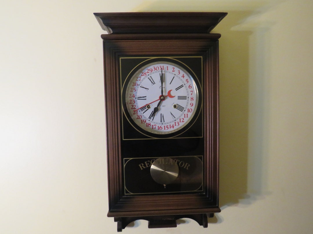 1986 Elgin Wall 31 Day Calendar Clock Mason Grandmaster Presentation W ...